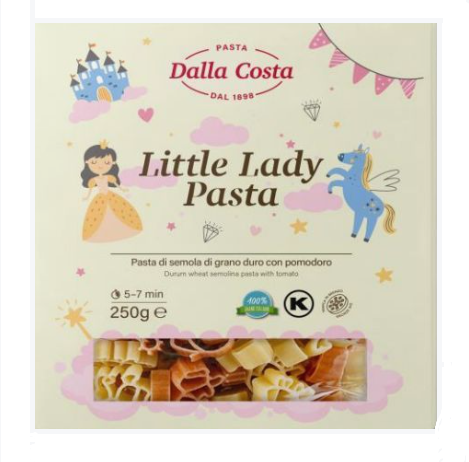Макаронные изделия "Маленькая леди" Dalla Costa, пшеница твердых сортов, фигурная вермишель, 250 г