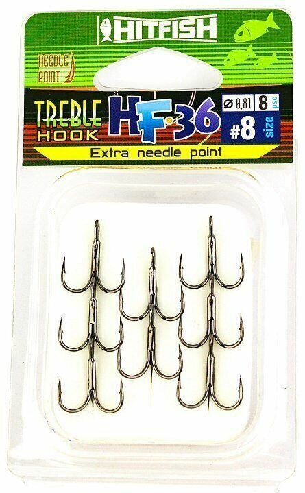 Тройной крючок HITFISH HF-36 Needle point 8 (8 шт.)
