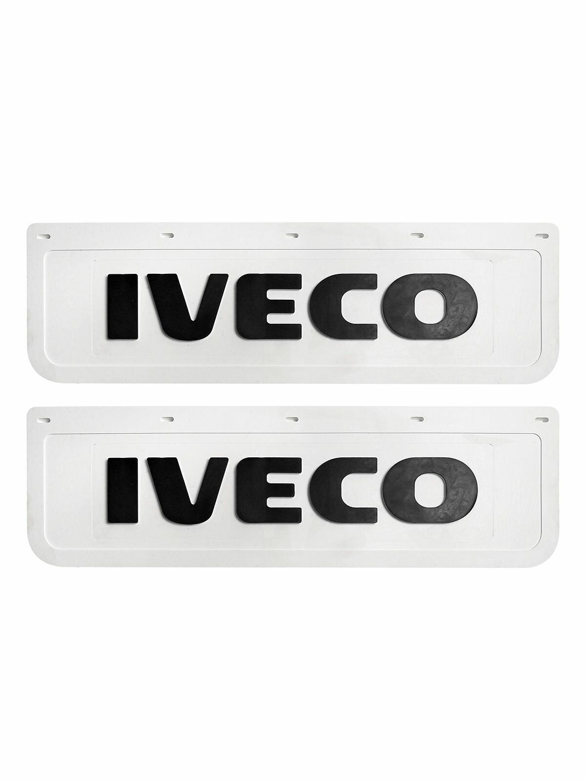 Брызговики резиновые на автомобиль "IVECO" (2 штуки) белые на передний бампер 600x180 мм. (LUX). Сделано в России (25971)