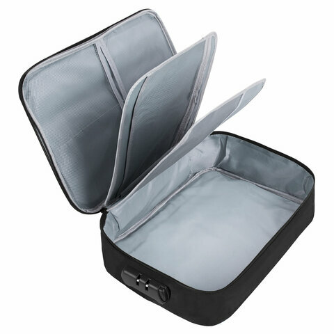 Папка-органайзер для документов с кодовым замком черный водонепроницаемый А4, BRAUBERG DOCS, 271959