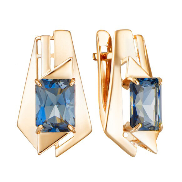 Серьги, золото, 585 проба, Лондон топаз
