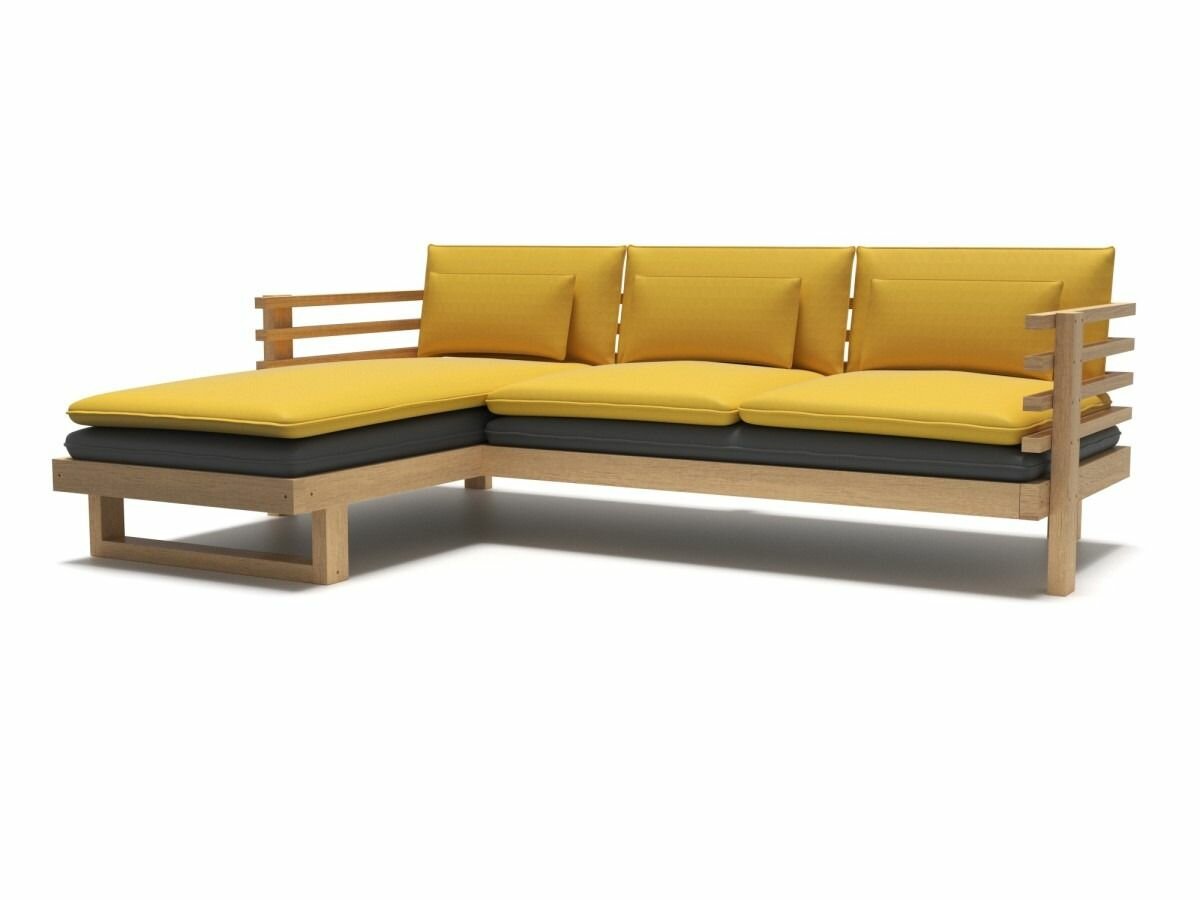 Угловой диван Soft Element Атлантик Mustard Antracit левый, велюр, массив дерева, офт, в кафе, в офис, в зону ожидания