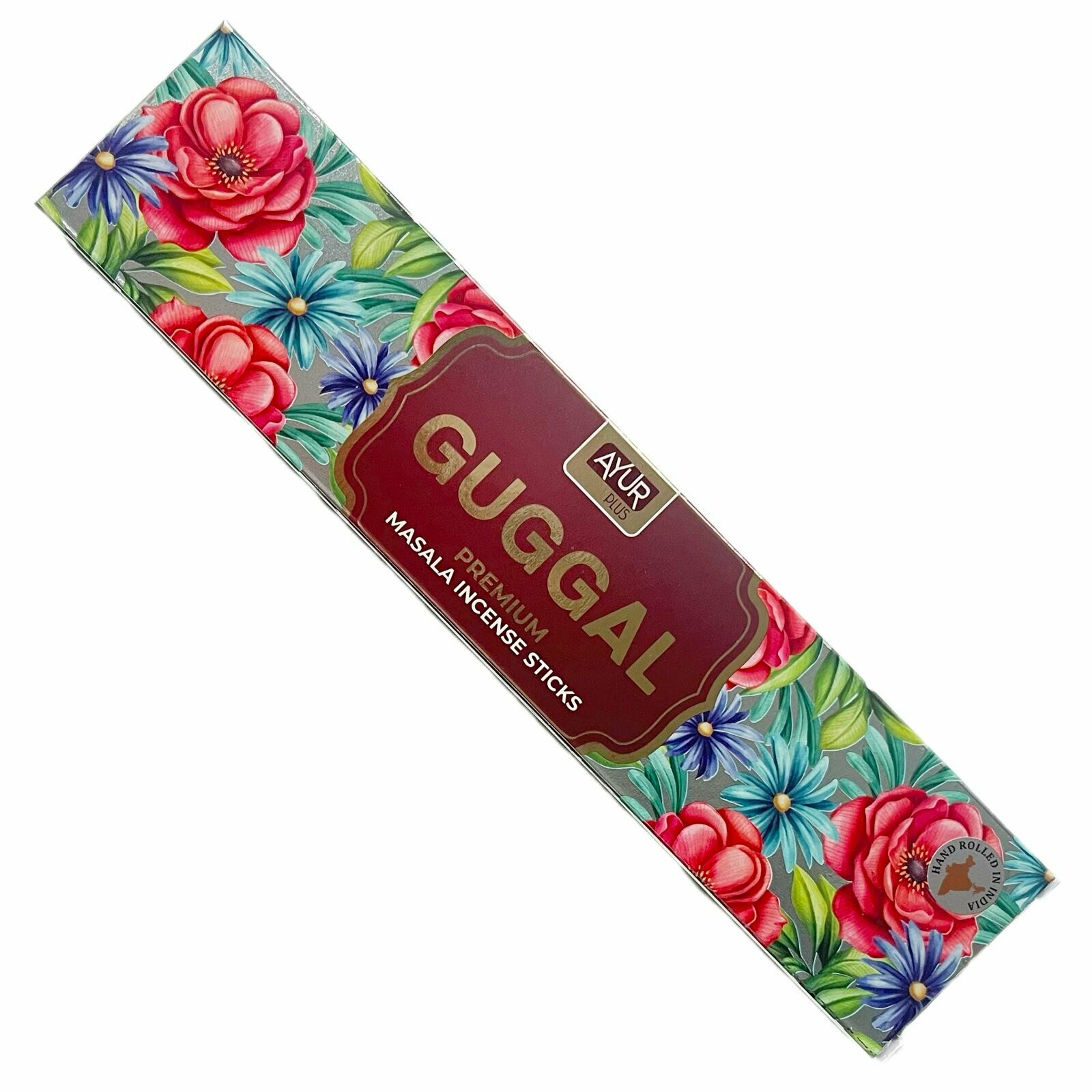 GUGGAL Premium Masala Incense Sticks, Ayur Plus (гуггул, ароматические масала палочки премиум-класса, Аюр Плюс), 18 г.