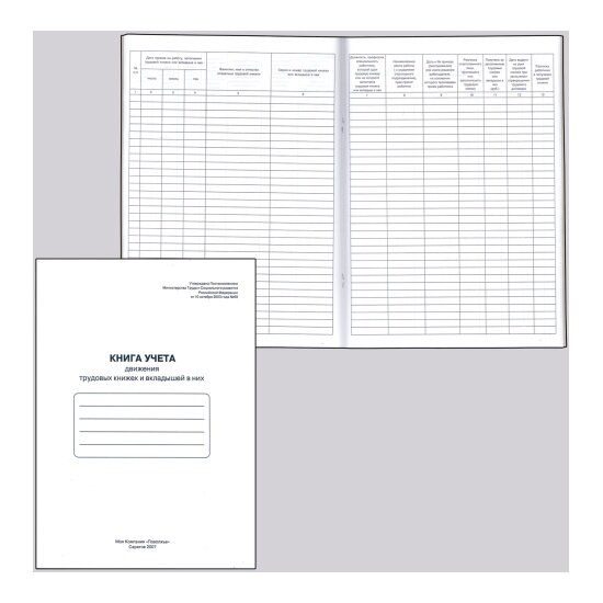 Книга учета Brauberg движения трудовых книжек и вкладышей к ним, 48 л, картон, блок офсет, А4 (210х290 мм), 52277, 130054