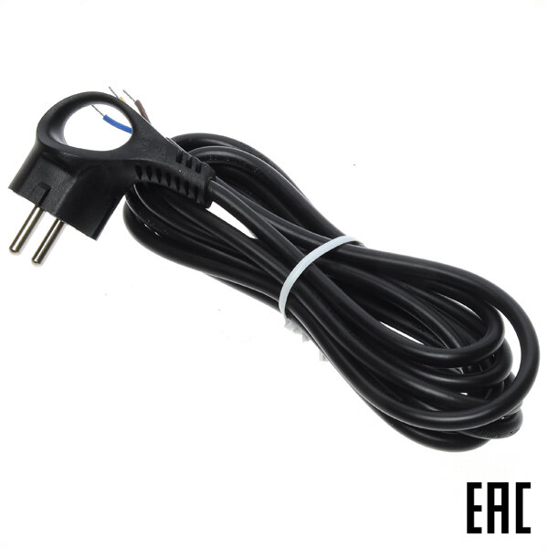 Шнур U-3x1,5-3m-W ПВС-ВП 3х1,5 армированный вилкой с кольцом 3м белый (ЭРА)