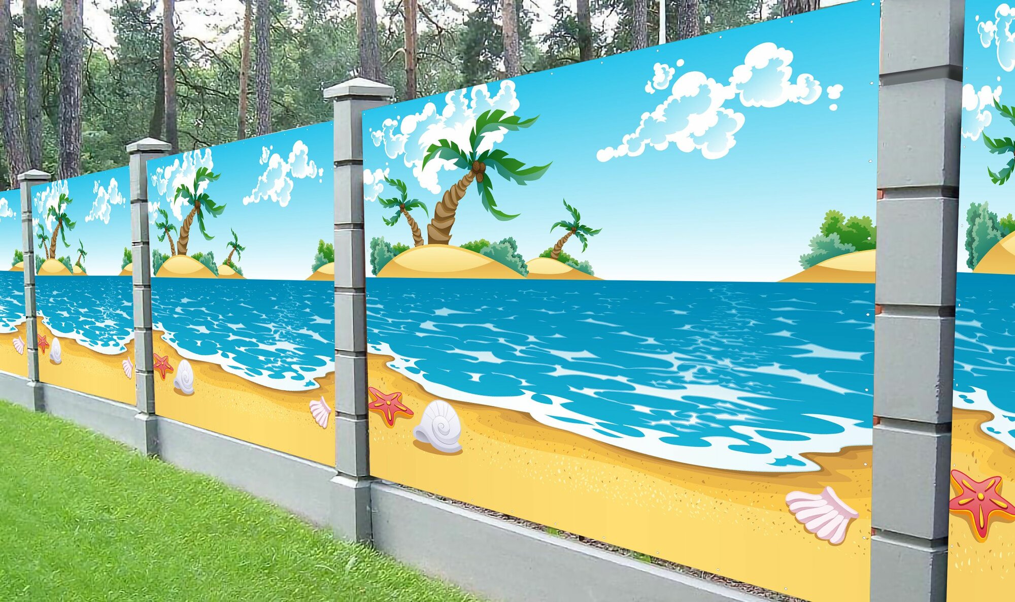 Фотосетка для забора, фасада Фотофасад с люверсами 3 х 2,4 м