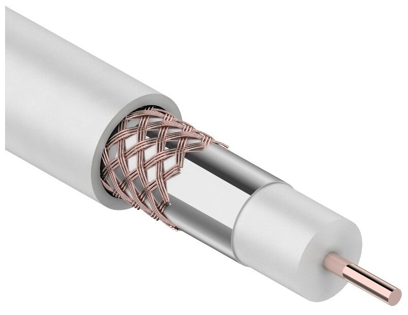 Rexant 01-2221 Кабель RG-6U+CU, (64%), 75 Ом, 100м, белый REXANT