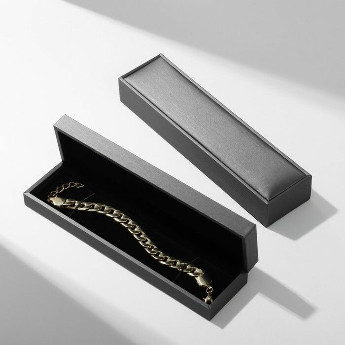 Футляр для украшений КНР под браслет, цепочку, часы "Квадро" классический, 22х5,5 см, цвет серый