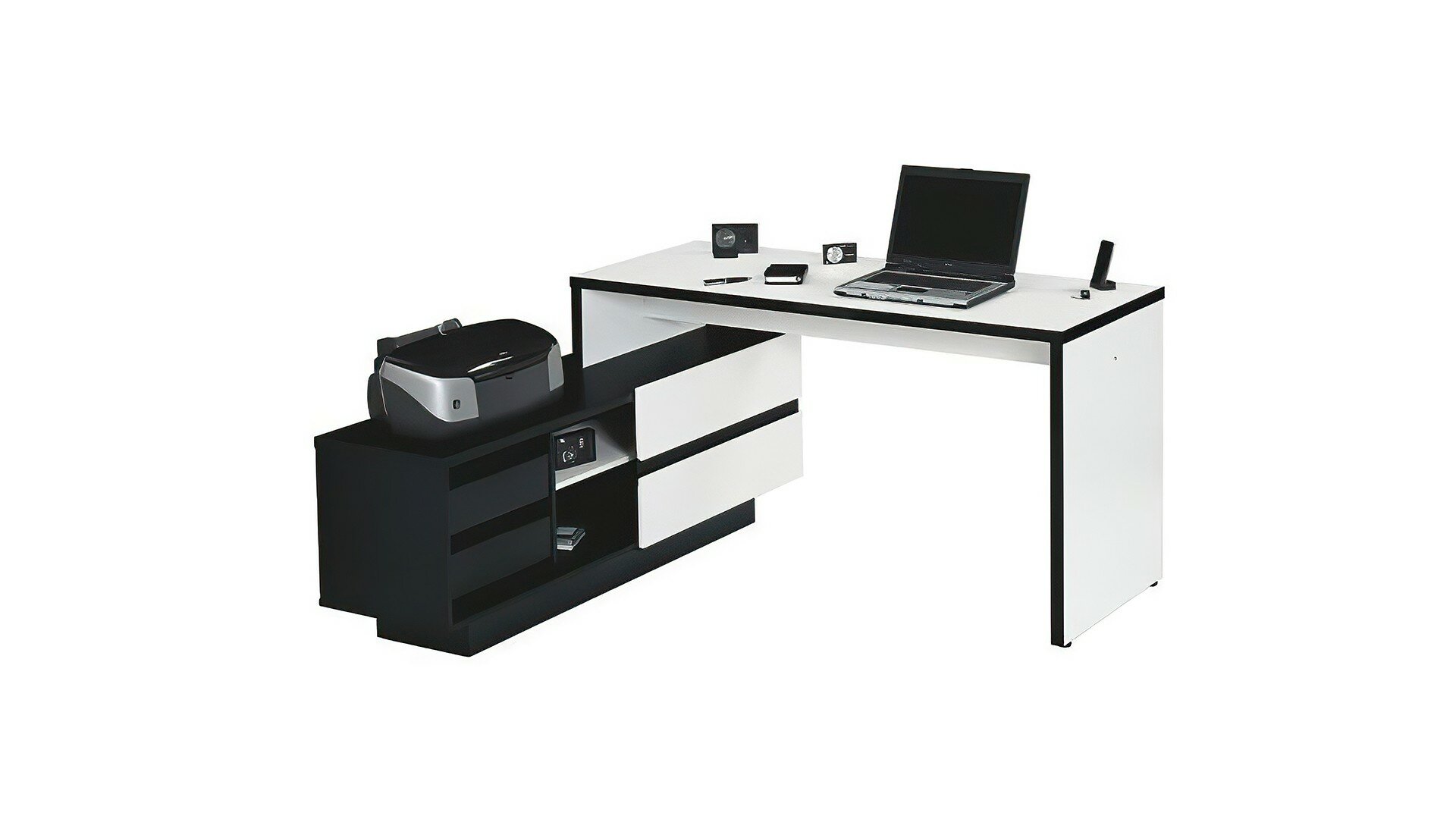 Компьютерный стол 13 Черный 190/ Белый 101 150x173x73 см, черный 190/ белый 101 Дом мебели для вас