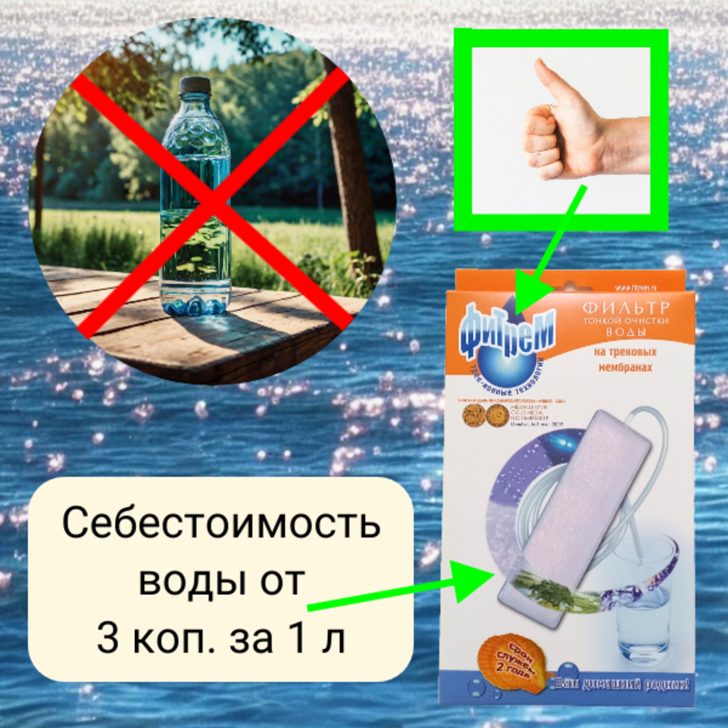Бытовой фильтр тонкой очистки воды Фитрем универсальный для дома и дачи на трековой мембране