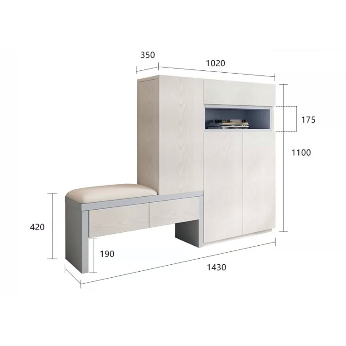 Обувница с пуфом Marcos (Белый)