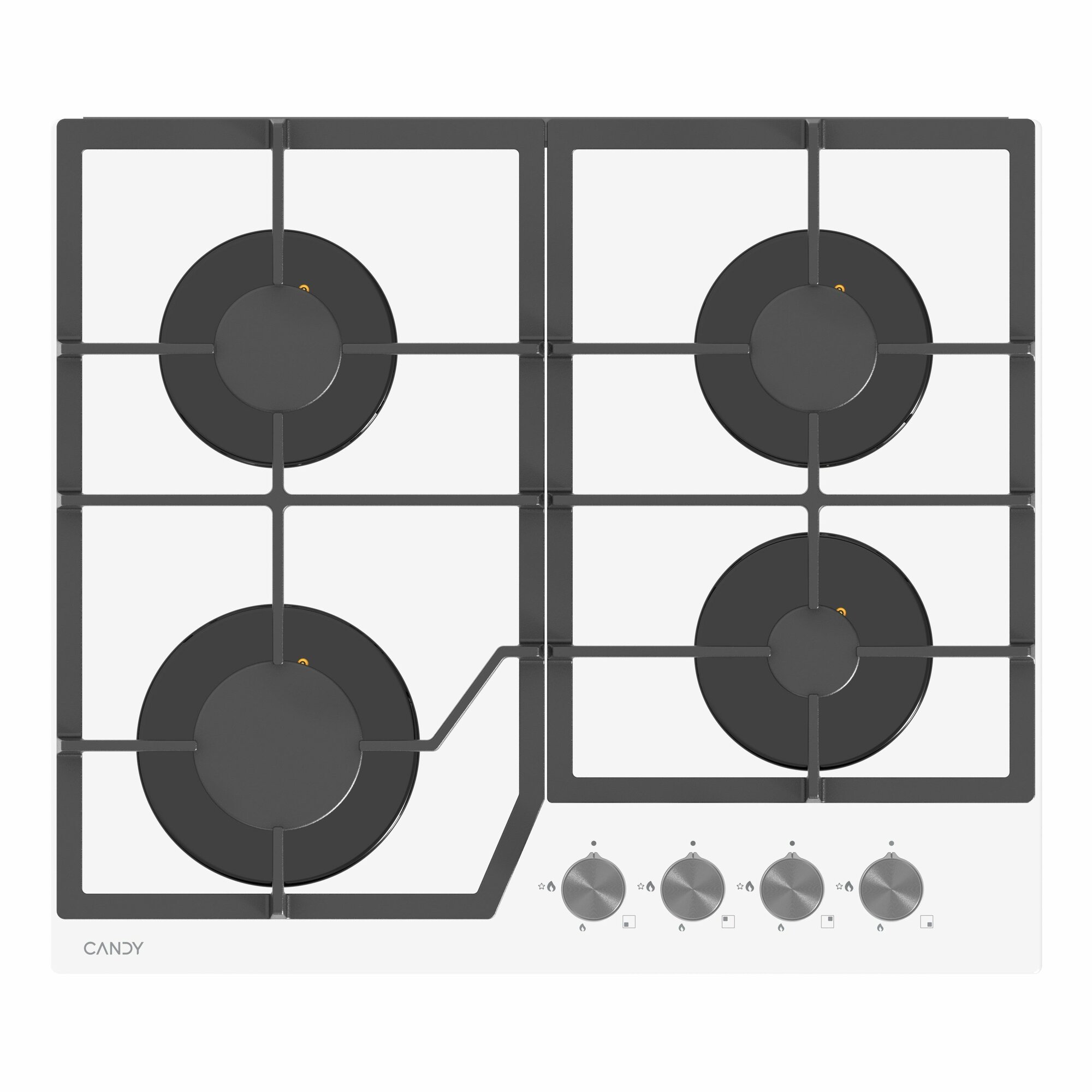 Газовая панель Candy CHXG64CNW, 4 чугунные решетки, защитное отключение, цвет белый