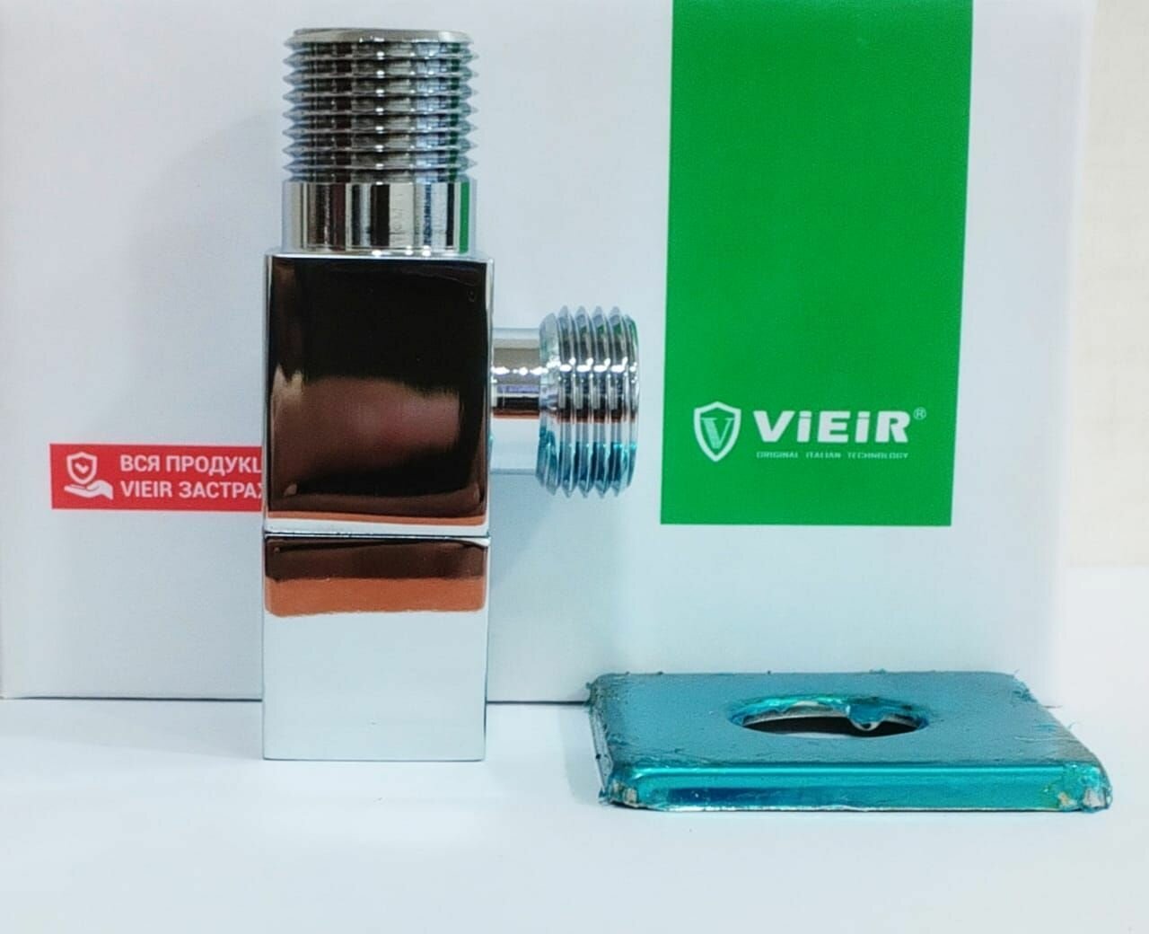Кран угловой с отр. VIEIR VER38 1/2 х 1/2 хром (квадрат)