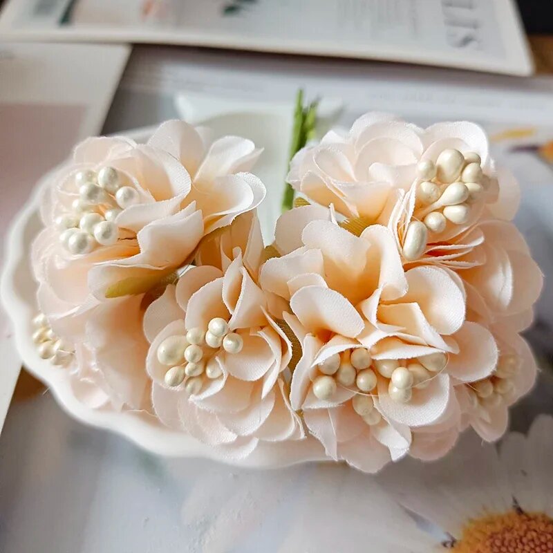 Искусственные цветы, мини-букет роз для свадебного украшения, венок для рукоделия, уличный сад, Рождественская домашняя коробка для конфет, скрапбукинг