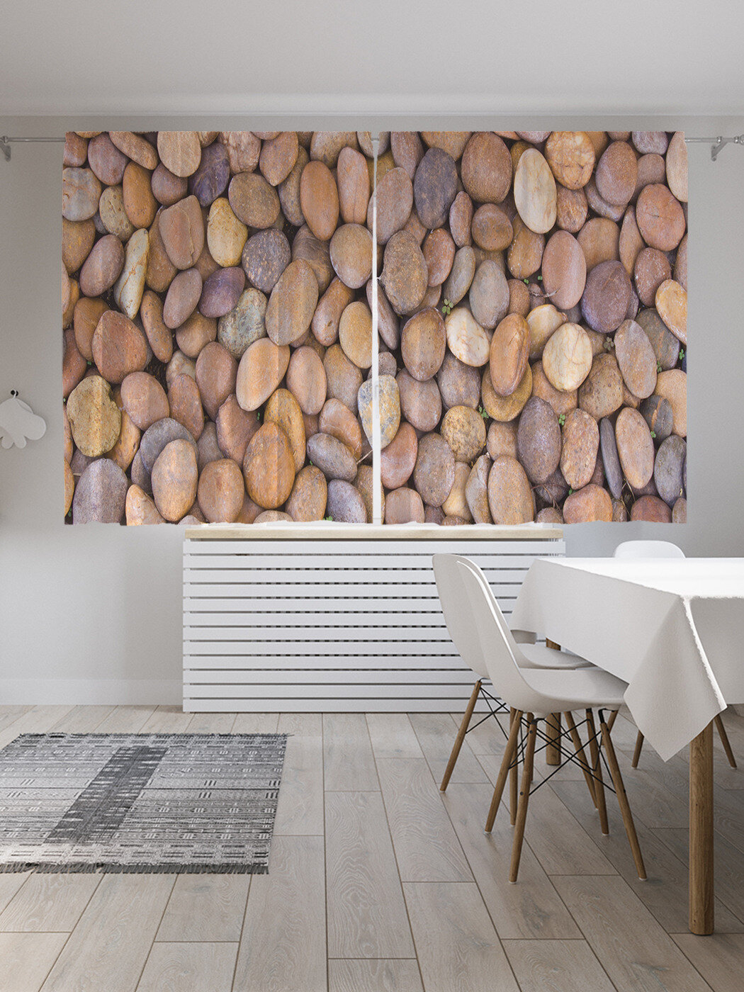 Фотошторы короткие "Гладкие камушки", 2 полотна шириной по 145 см, высота 180 см, JoyArty