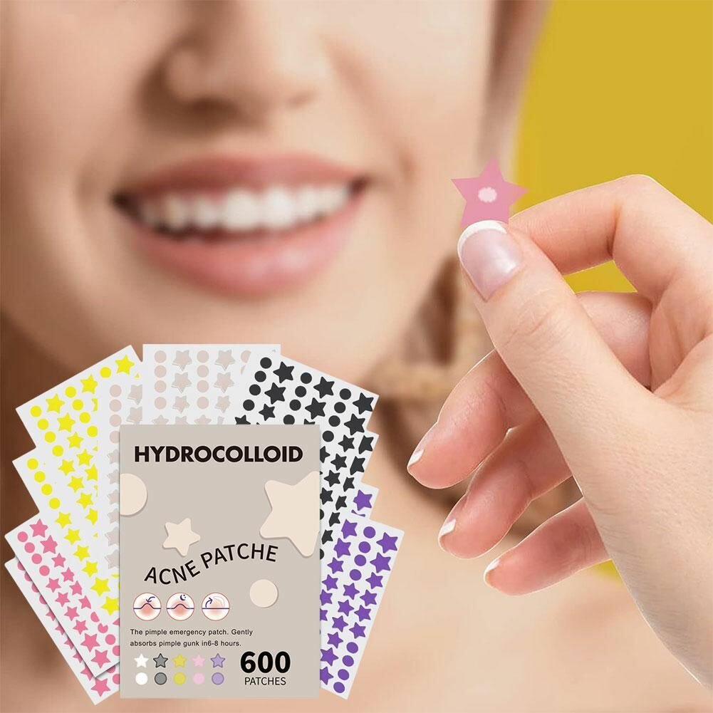 600 шт./компл, патчи со звездами и прыщами, красочные невидимые наклейки для удаления прыщей, уход за кожей