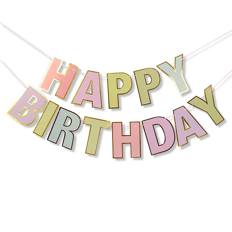 Гирлянда Happy Birthday пастельных тонов