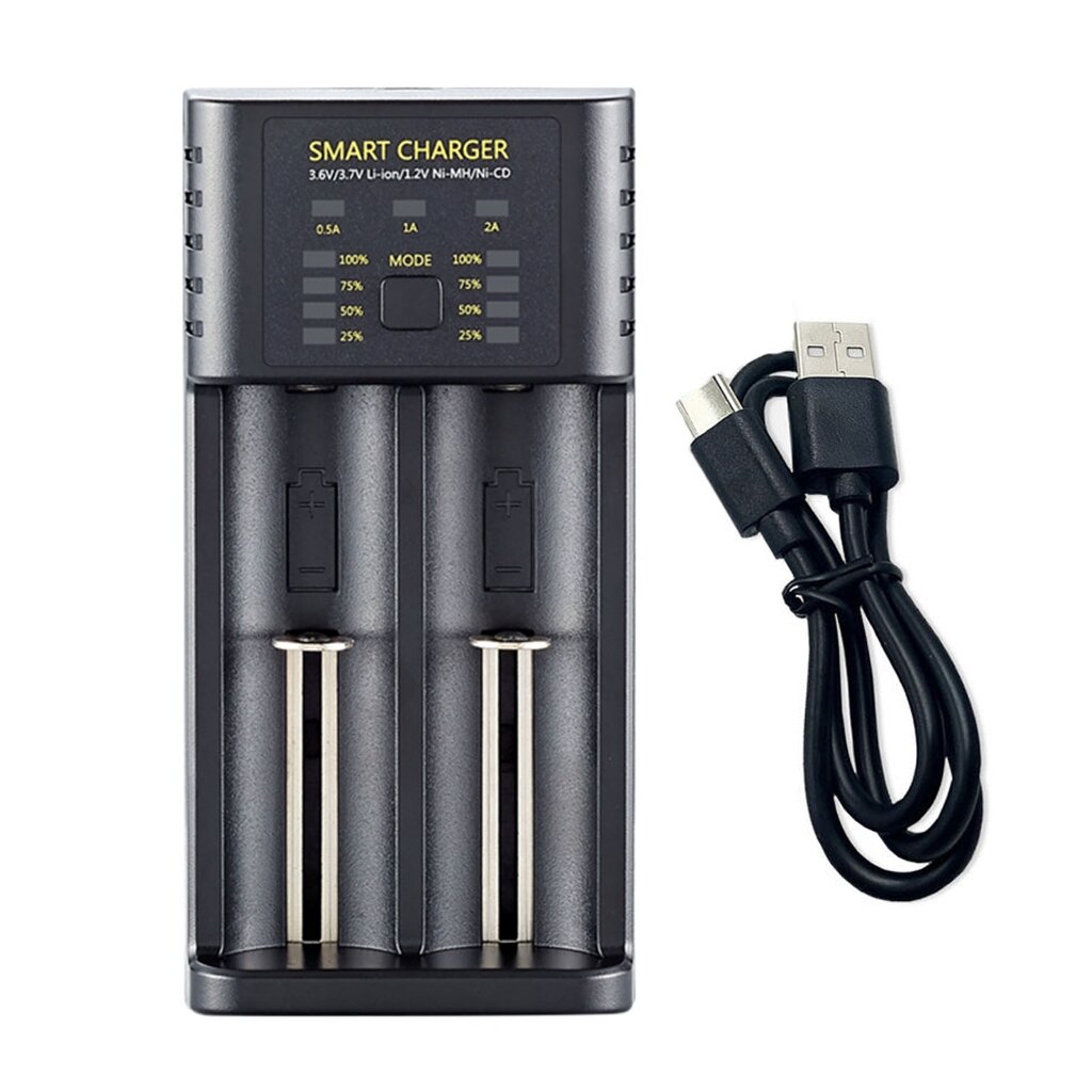 2-Слотное Зарядное Устройство USB 3,6/3,7 В с Адаптером Интеллектуальной зарядки для 10400/14500/14650/16340/17500/17670 Литий-ионных Аккумуляторов