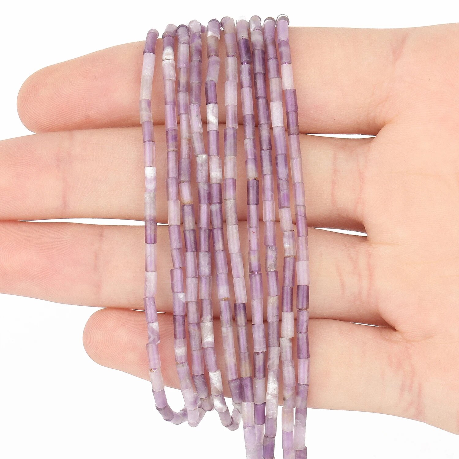 Натуральные бусины JILKOL аметист, родозит, лабрадорит, унакит, бирюза 5x2 мм Сиреневый, amethyst