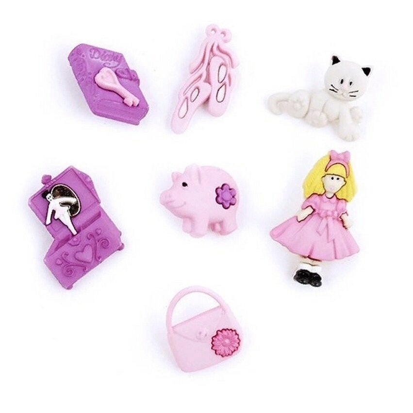 Пуговицы Dress It Up "Что нужно девочке?" декоративные, пластик