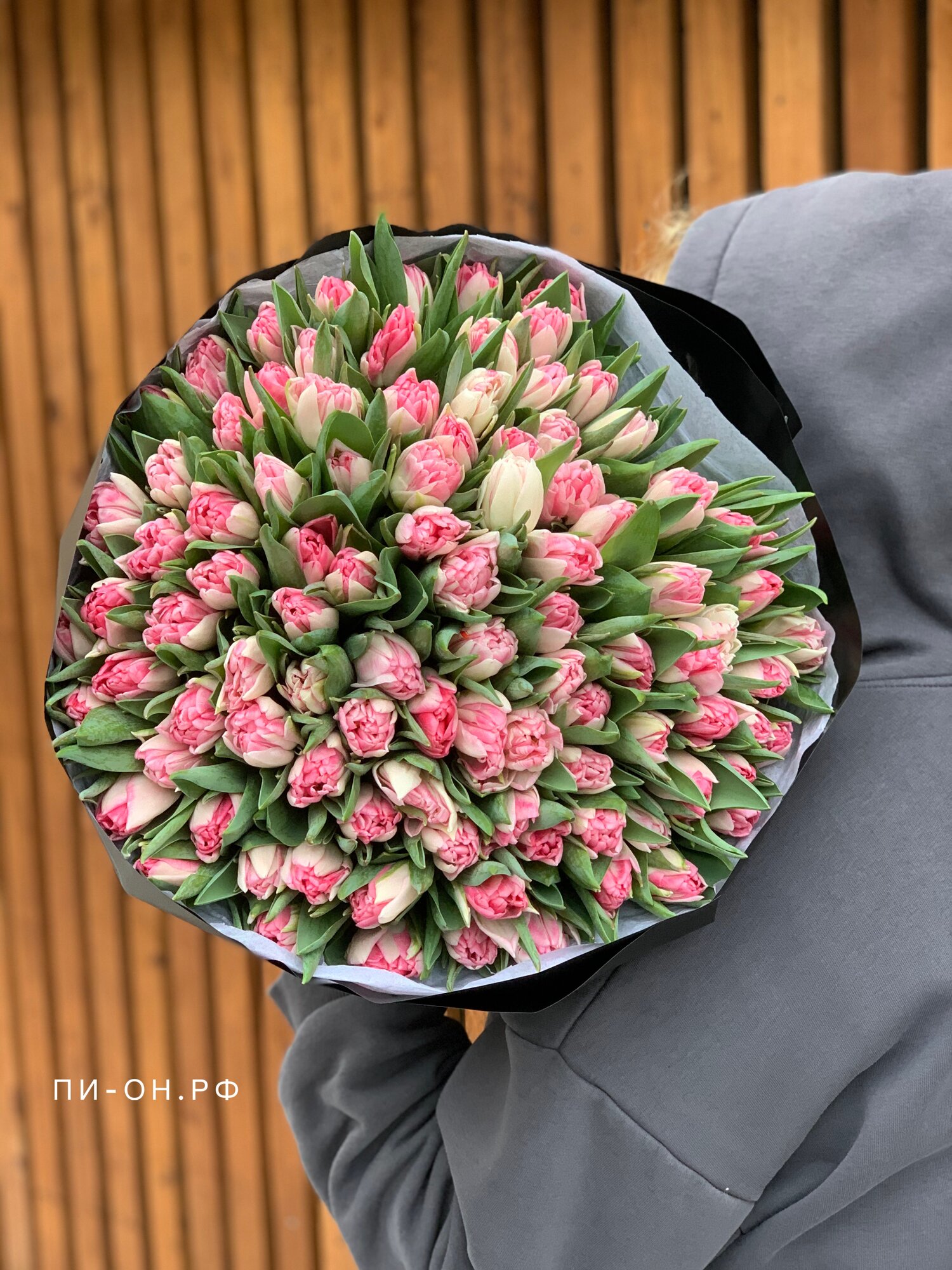 Пионовидные тюльпаны, розовые, сорт: Фокстрот, нежные, 101 шт