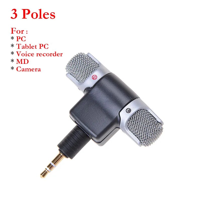 Мини-микрофон для записи компьютеров MD, фотоаппаратов, Джек 3,5 мм, полюсов, стереомикрофон, легкий