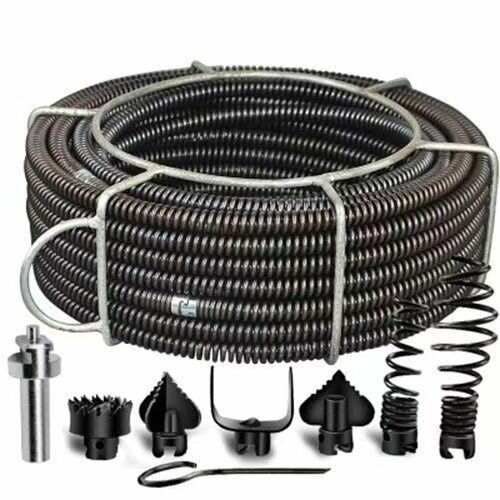 Полный комплект прочистных спиралей 16мм 20м. п / Трос сантехнический для прочистки канализации
