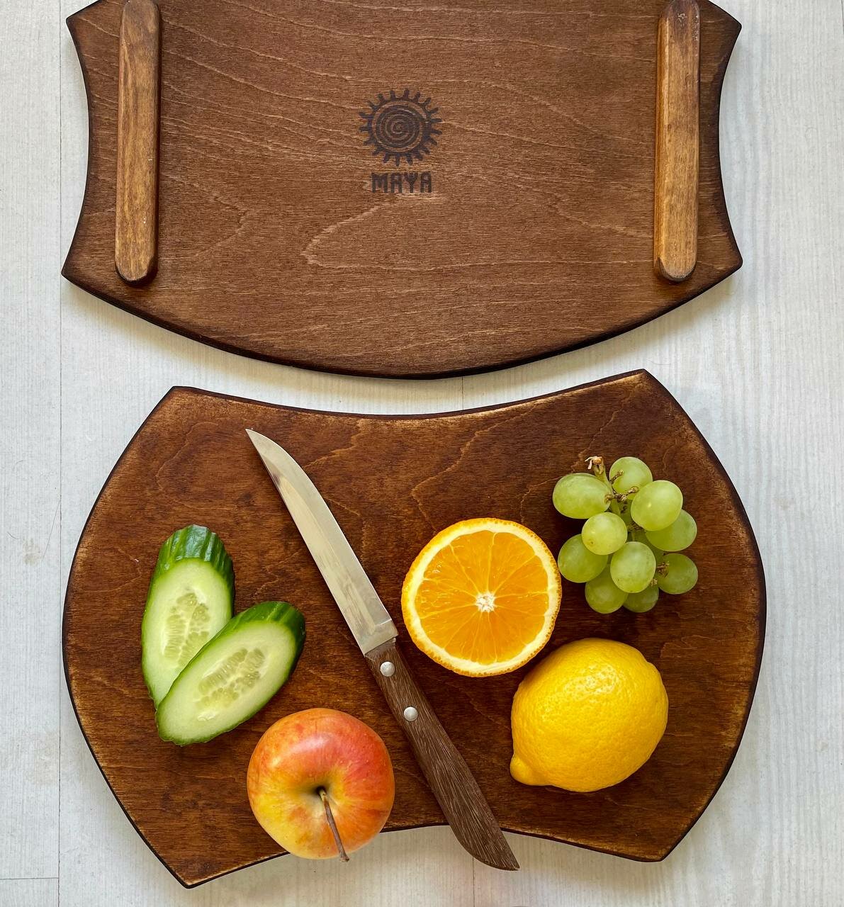 Поднос MAYA CRAFTSHOP, натуральное дерево, для сервировки, универсальный, коричневый №3