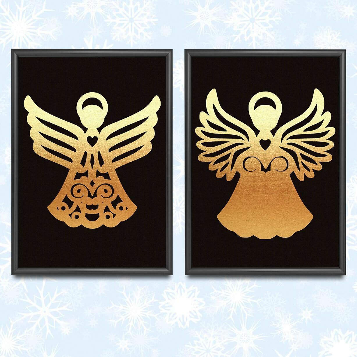 Набор постеров с ангелами на стену / Плакат рождественский ангел. Новогоднее украшение. Рождество