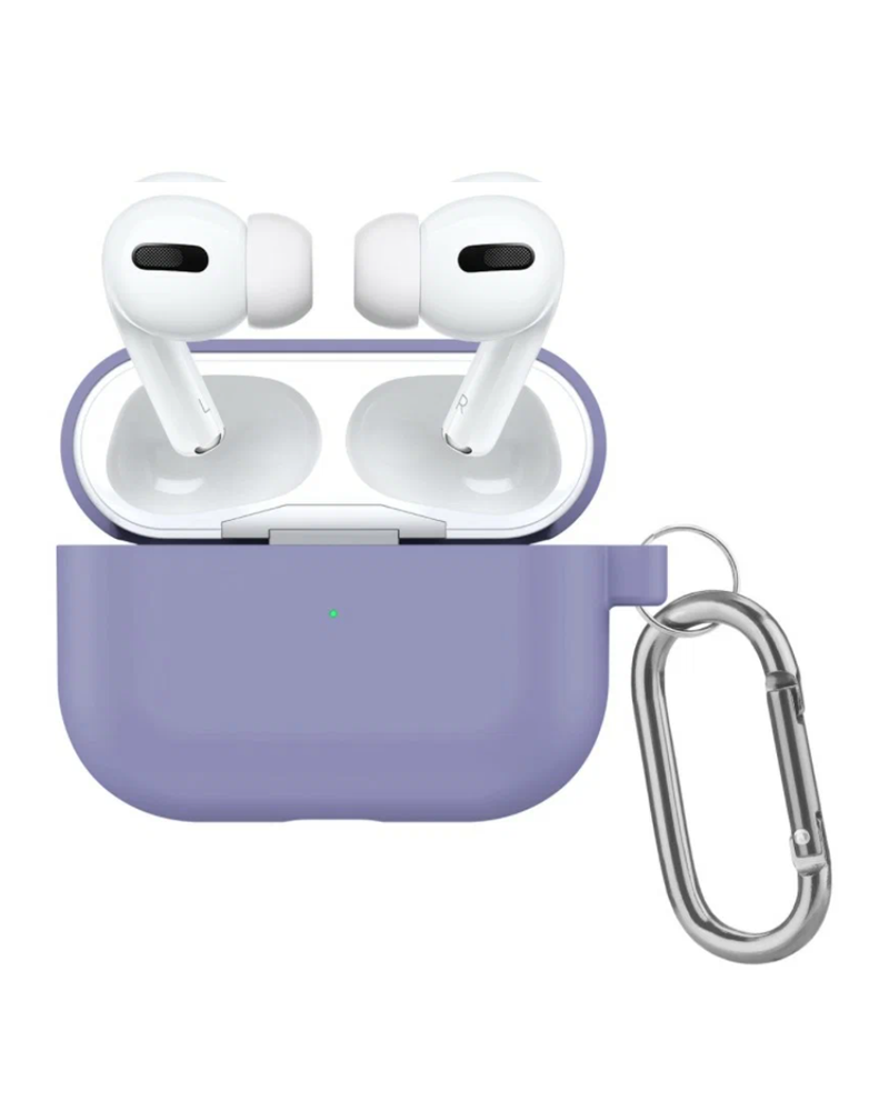 Чехол силиконовый для наушников Airpods Pro 2, с карабином, лавандовый