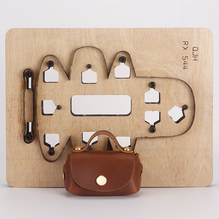 Высечной штамп (штанцформа) сумка-брелок для вырубки кожи, пробойник для кожи (деревянная штанцформа)