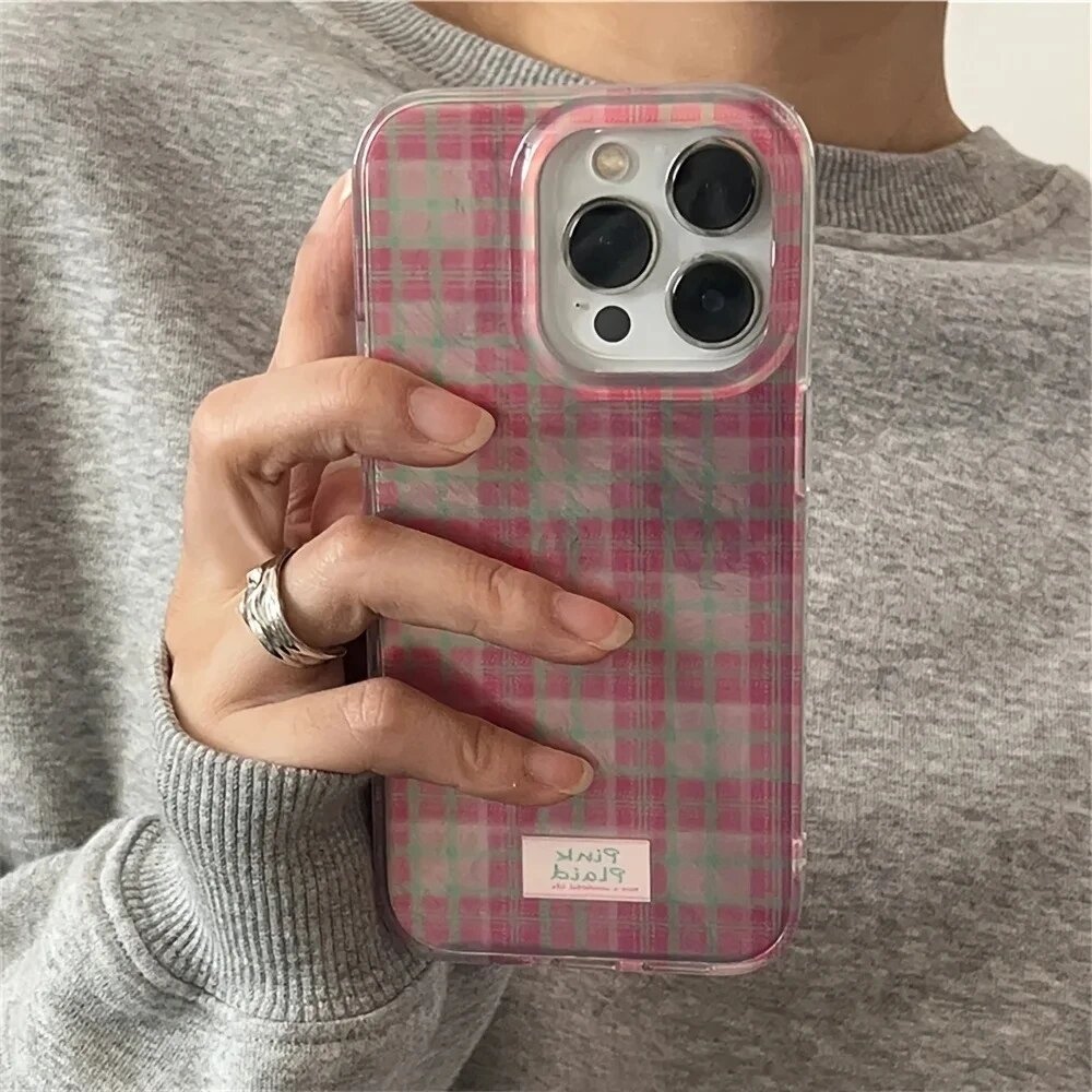 Милый перламутровый чехол в клетку для iPhone 17 16 15 14 13 12 11 Clear-LZX062501, For iphone 13