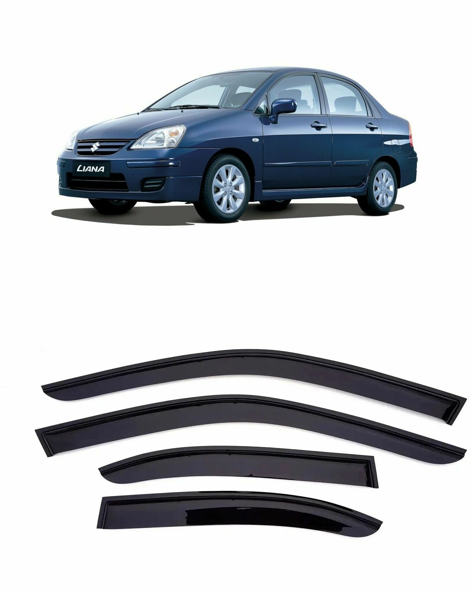 Дефлекторы боковых окон SUZUKI Liana Сузуки Лиана седан (2001-2008)