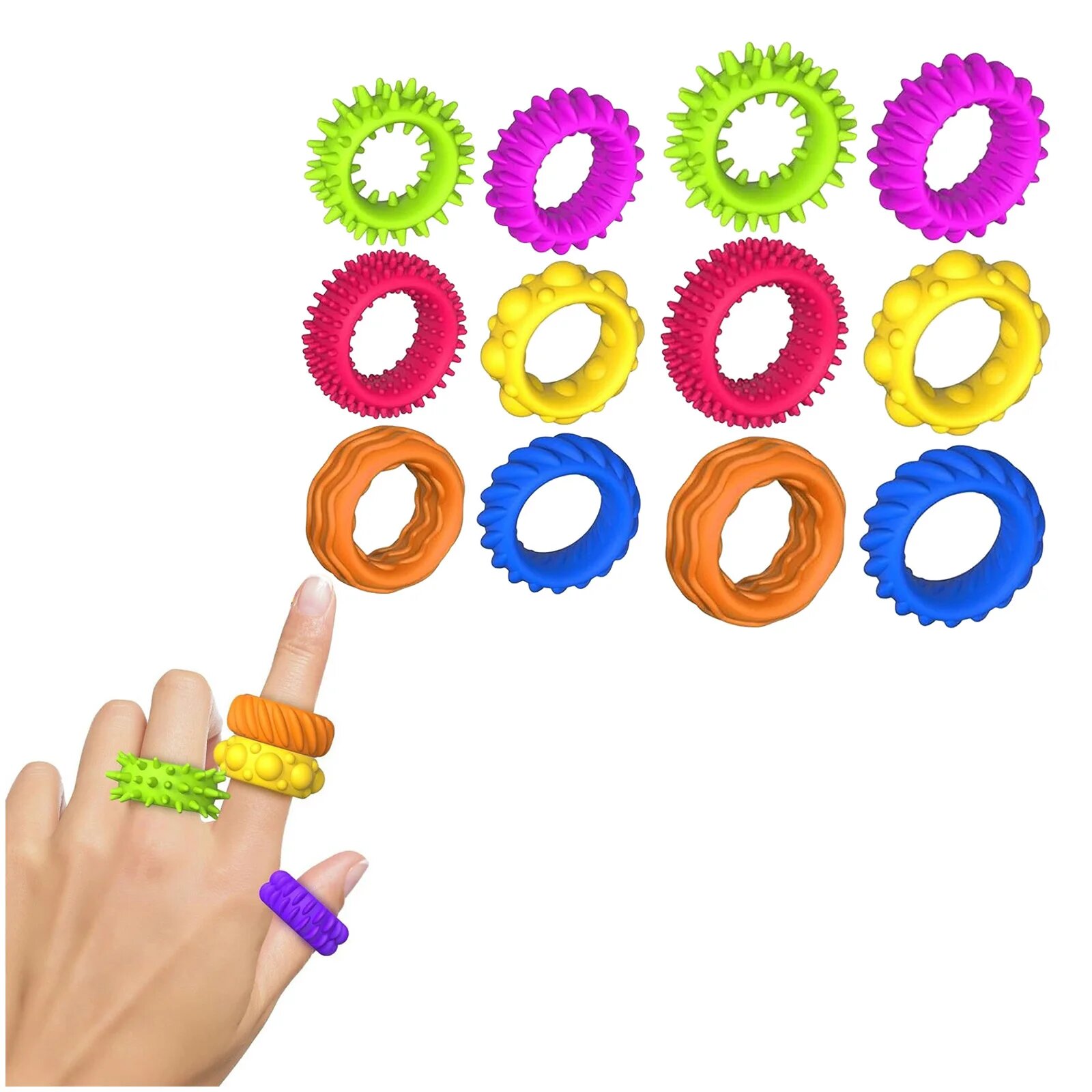 Детские сенсорные кольца Push Bubble Toys 12 шт.