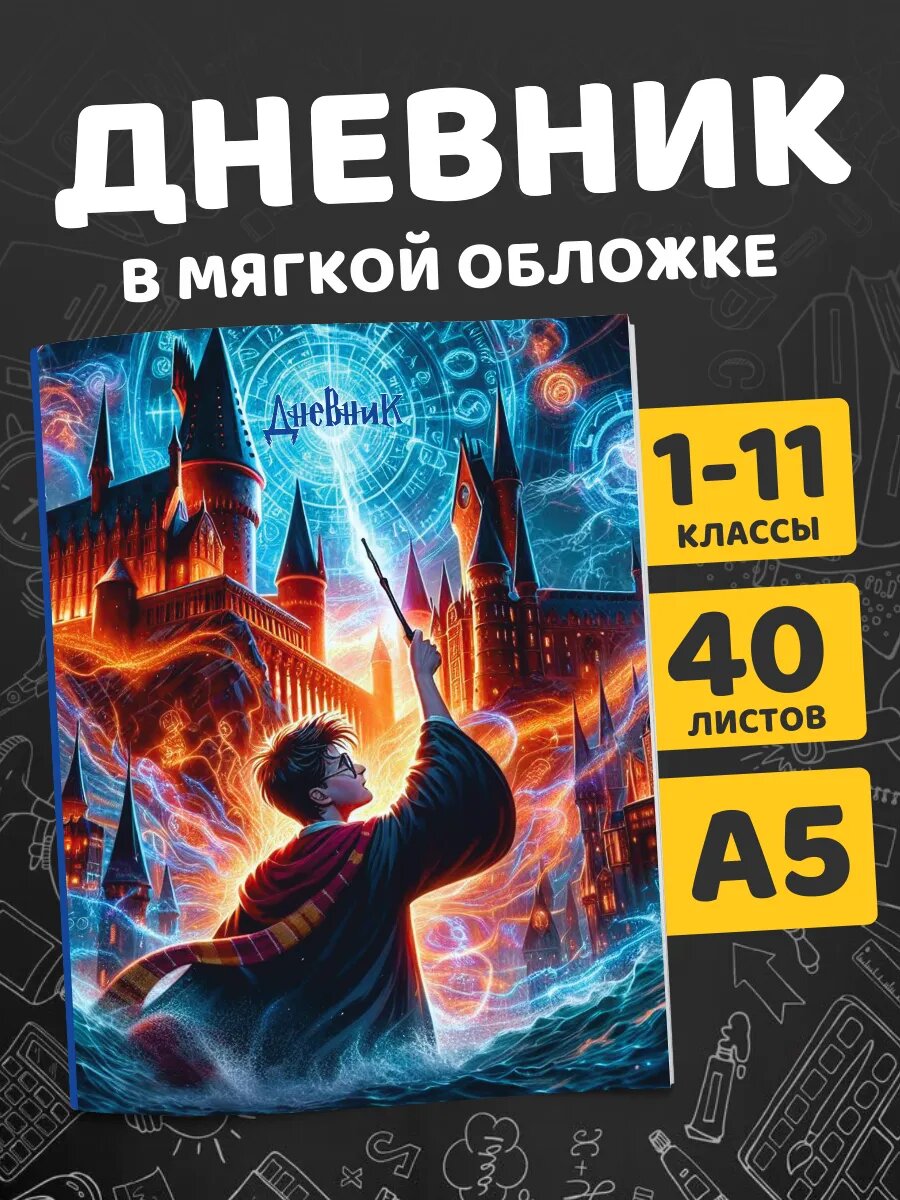 Дневник школьный Гарри Поттер. Канцелярия для девочки, для мальчика. Товары для школы.