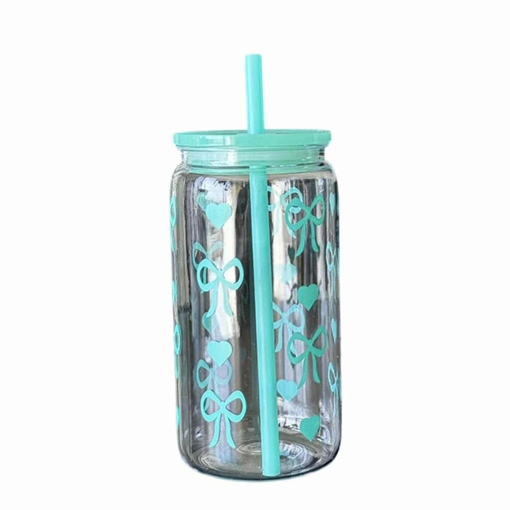 16oz Многоразовая бутылка для воды, прозрачный стакан для молока и кофе, Зеленый