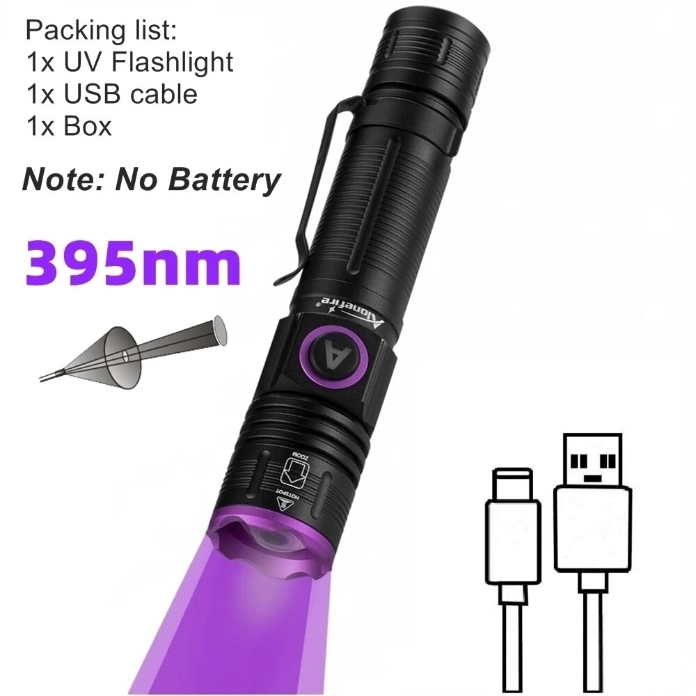 AloneFire SV85 УФ-фонарь 395nm, черный