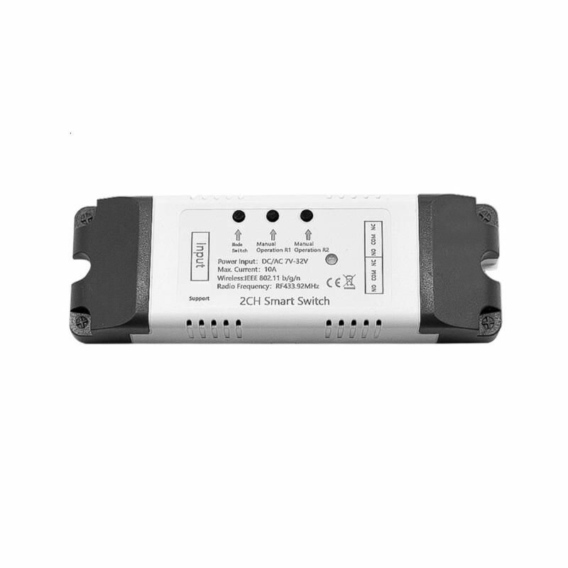 Реле-модуль на выклеванном контроллере 2CH 7-32V RF433MHz Пульт дистанционного управления для домашних приборов
