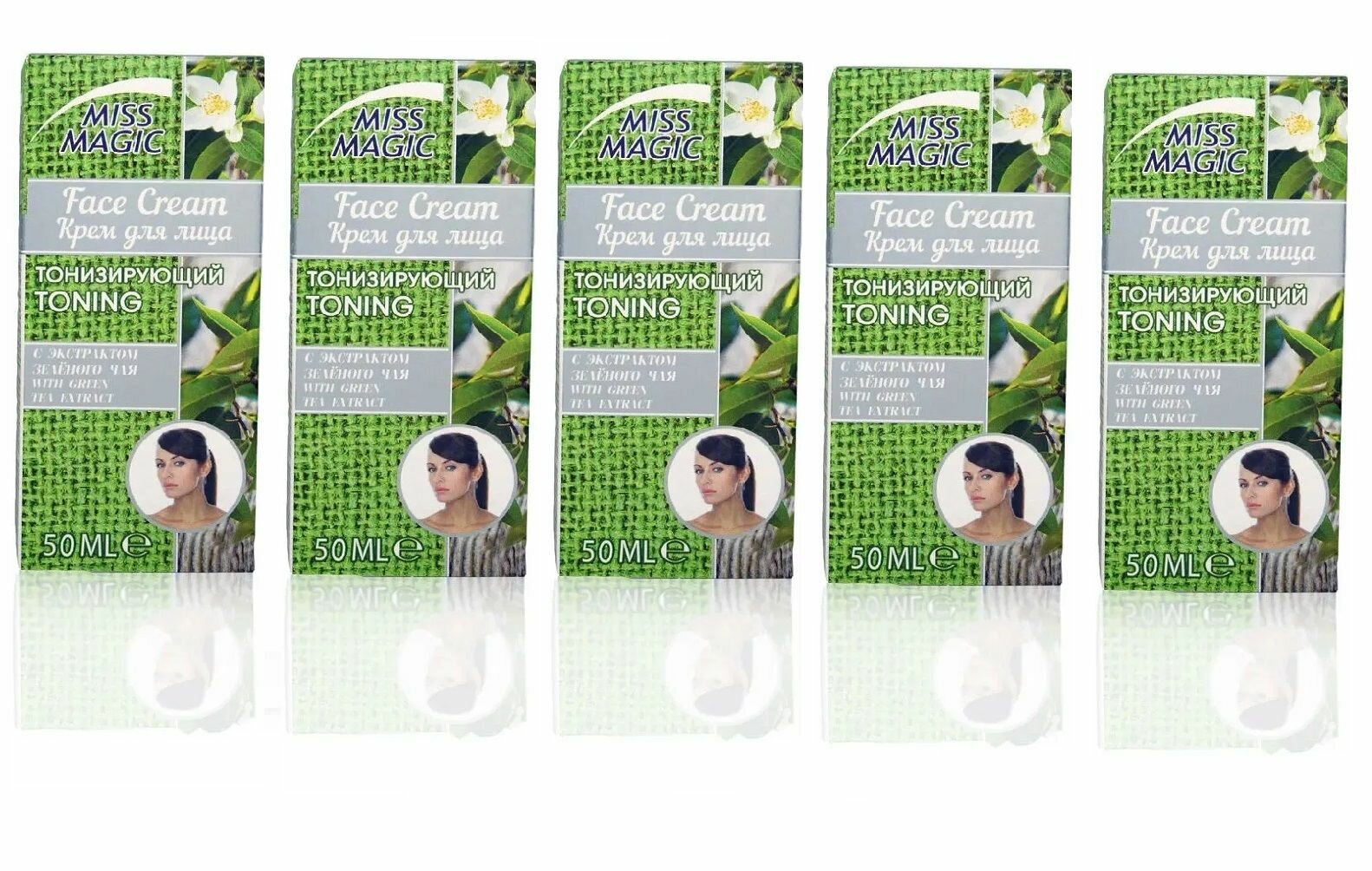 Крем для лица Miss Magic Тонизирующий, с экстрактом зеленого чая 50 мл, 5 шт.