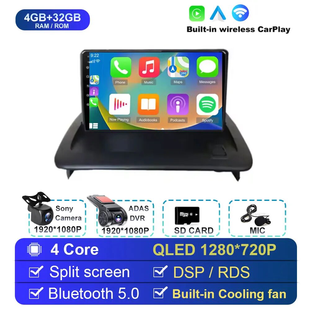 9-дюймовый Android 15 авто для Volvo C30 S40 V50 C70 2006-2012 Автомобильный радиоприемник Мультимедийный видеоплеер GPS-навигация BT WiFi QLED экран 4G-32G CAM DVR