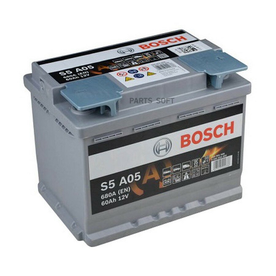560901068 AGM аккумулятор 12V 60Ah 680A (R+) 242x175x190 17,35kg от официального дистрибьютора, BOSCH, артикул 0092S5A050