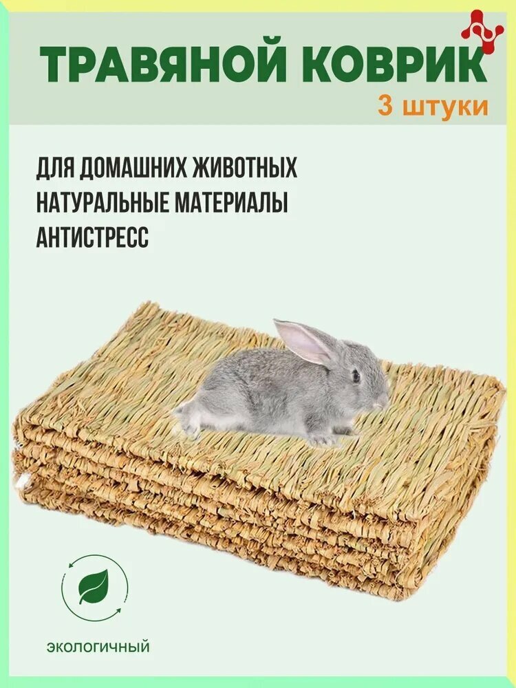 Коврики из соломы, Big Jungle, подстилка для грызунов, игрушки для грызунов и птиц, лежанка в клетку для кролика, сено, 3 шт