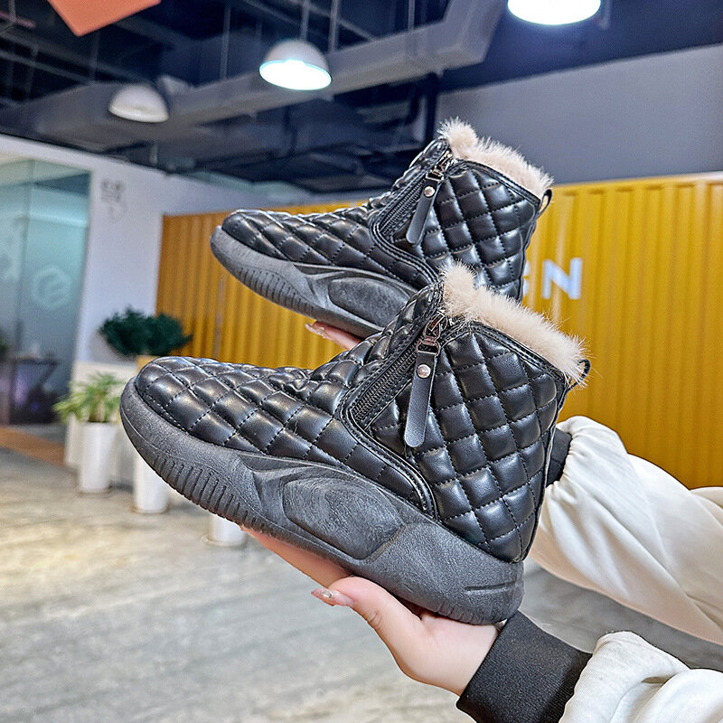 ВесКеды ИзнСтой AIS Ботинки Женщины Зима Новый Ins Корейский Высокий верх Флис Мартин Студенты Толстая подошва Каузал KT-2509/Beige