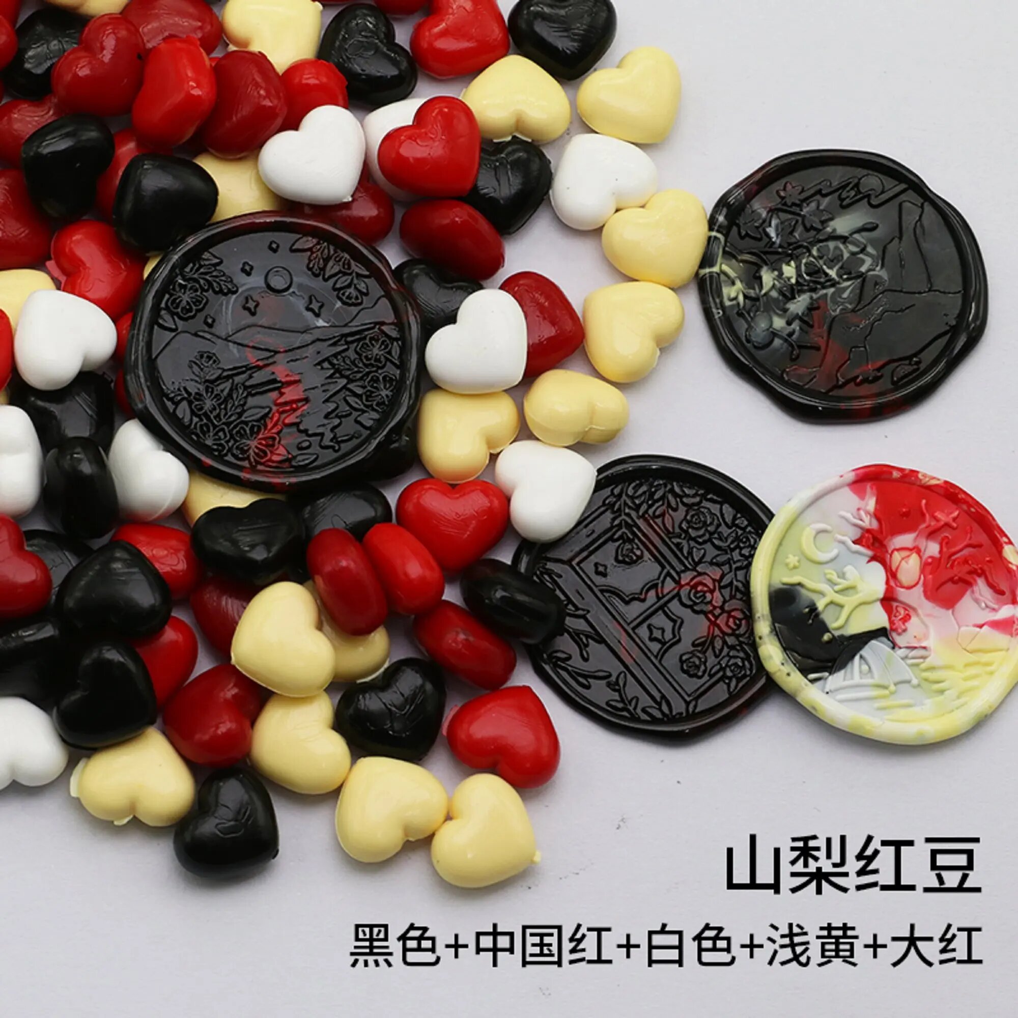 Сургучные бусины в форме сердца Красная роза