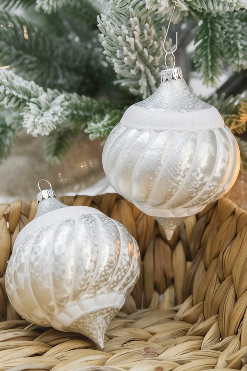 Набор ёлочных шаров-луковок французский квартал, пластик, серебряный, 10 см, упаковка 2 шт, Winter Deco 1000586