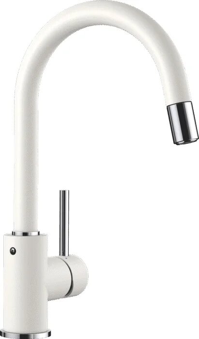 Смеситель для кухни Blanco Mida-S Silgranit 521457 с поворотным изливом, белый, матовый, однорычажный, с керамическим картриджем