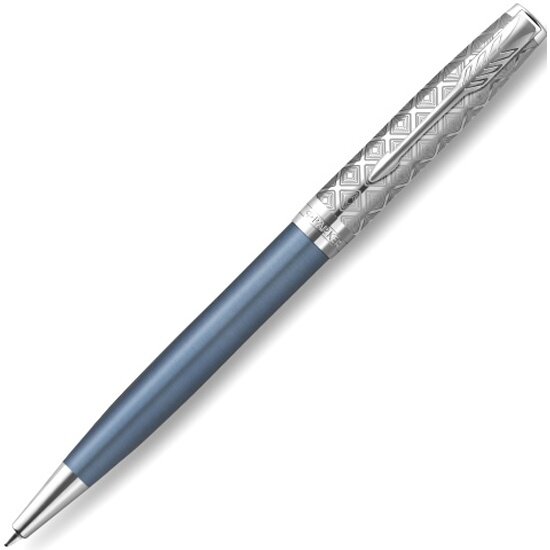 Ручка шариковая Parker Sonnet Premium K537 (2119649) Metal Blue CT M черные чернила подар. кор.