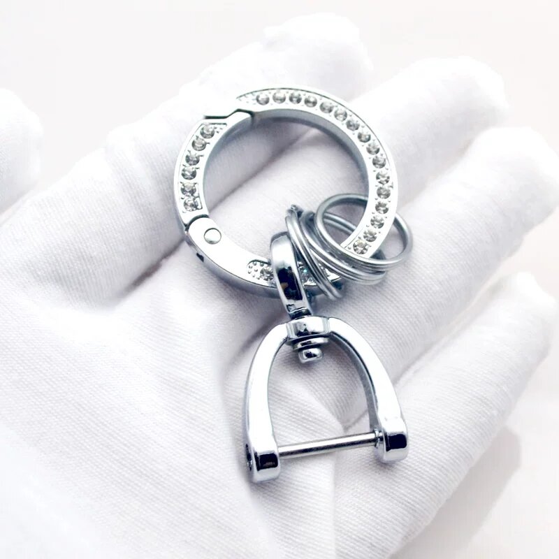 Серебряный кольцевой брелок с диамантом, без брелока для ключей, универсальный аксессуар для автомобиля