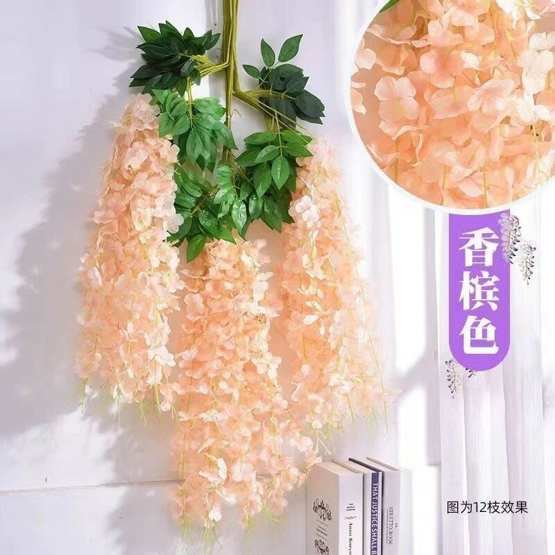 Искусственный цветок глициния свисающая/набор из12 веток, Шампанское