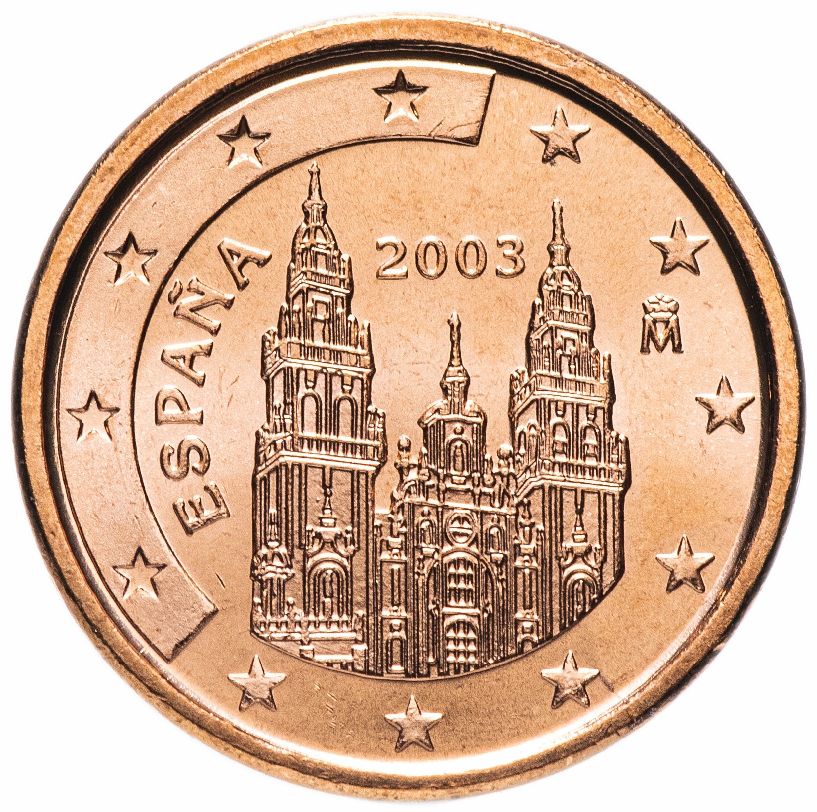 Испания 1 евро цент cent 2003, Сталь, в сохранности UNC